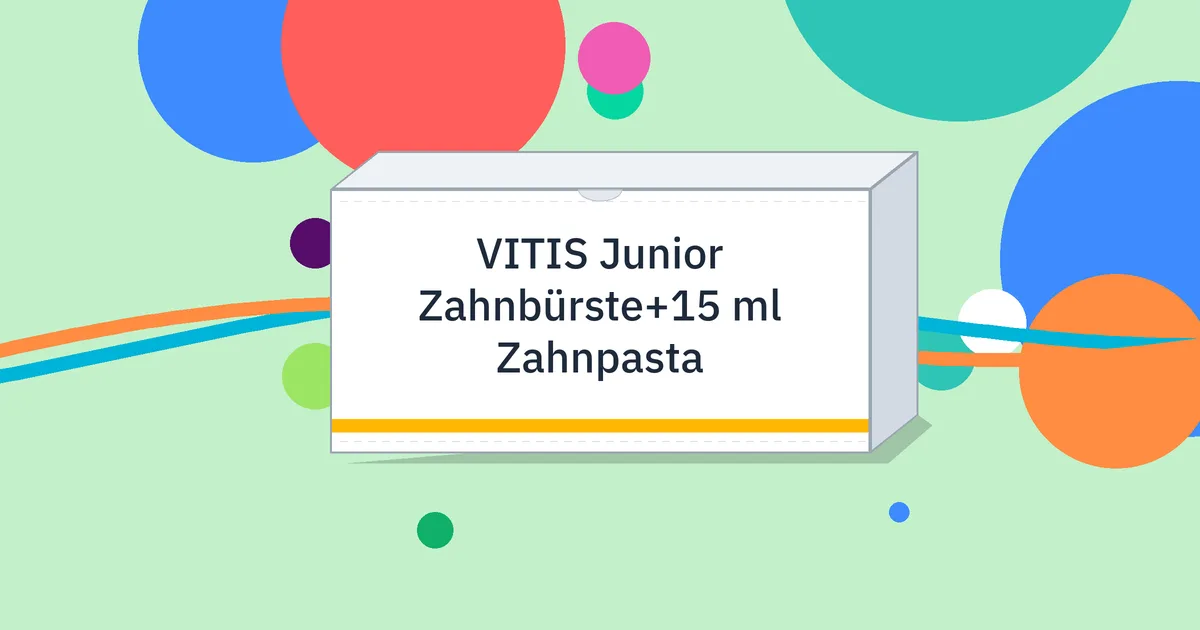Symbolbild: Packung mit der Aufschrift VITIS Junior Zahnbürste+15 ml Zahnpasta (PZN 09897150) – Verfügbarkeit und Bezug in Apotheken in Frankfurt am Main
