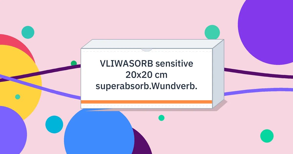 Symbolbild: Packung mit der Aufschrift VLIWASORB sensitive 20x20 cm superabsorb.Wundverb. (PZN 18718991) – Verfügbarkeit und Bezug in Apotheken in Frankfurt am Main
