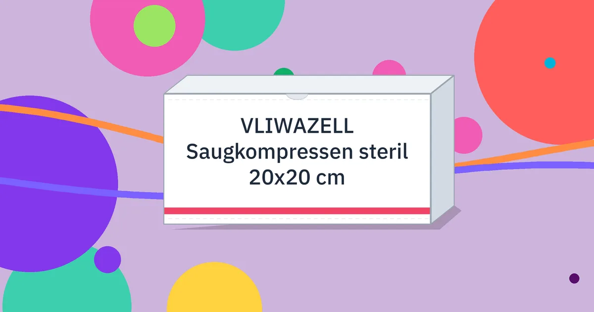 Symbolbild: Packung mit der Aufschrift VLIWAZELL Saugkompressen steril 20x20 cm (PZN 15824273) – Verfügbarkeit und Bezug in Apotheken in Frankfurt am Main