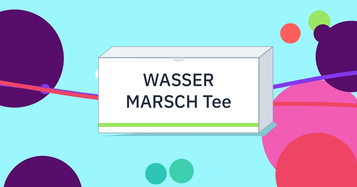 Symbolbild: Packung mit der Aufschrift WASSER MARSCH Tee (PZN 20381228) – Verfügbarkeit und Bezug in Apotheken in Frankfurt am Main