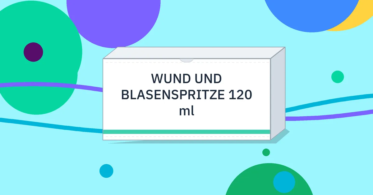 Symbolbild: Packung mit der Aufschrift WUND UND BLASENSPRITZE 120 ml (PZN 01876071) – Verfügbarkeit und Bezug in Apotheken in Frankfurt am Main