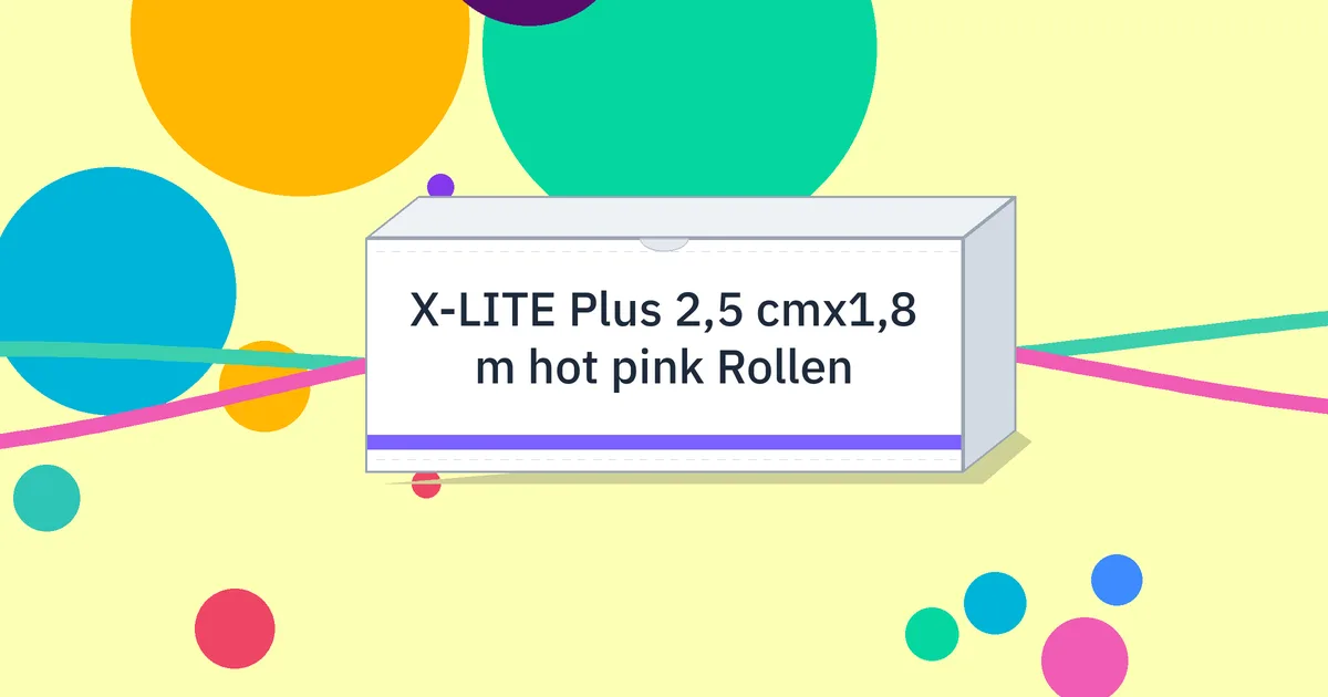 Symbolbild: Packung mit der Aufschrift X-LITE Plus 2,5 cmx1,8 m hot pink Rollen (PZN 14441618) – Verfügbarkeit und Bezug in Apotheken in Frankfurt am Main