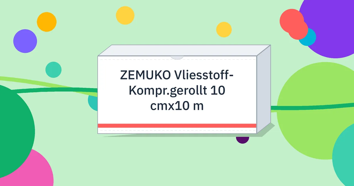 Symbolbild: Packung mit der Aufschrift ZEMUKO Vliesstoff-Kompr.gerollt 10 cmx10 m (PZN 15431852) – Verfügbarkeit und Bezug in Apotheken in Frankfurt am Main