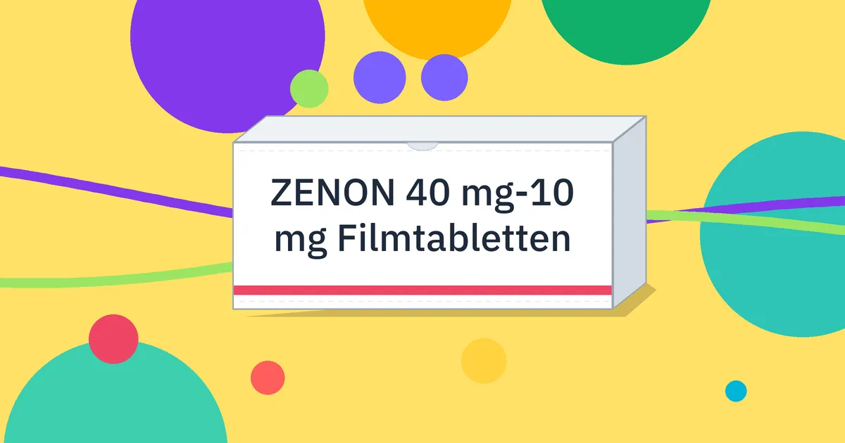 Symbolbild: Packung mit der Aufschrift ZENON 40 mg-10 mg Filmtabletten (PZN 15638814) – Verfügbarkeit und Bezug in Apotheken in Frankfurt am Main