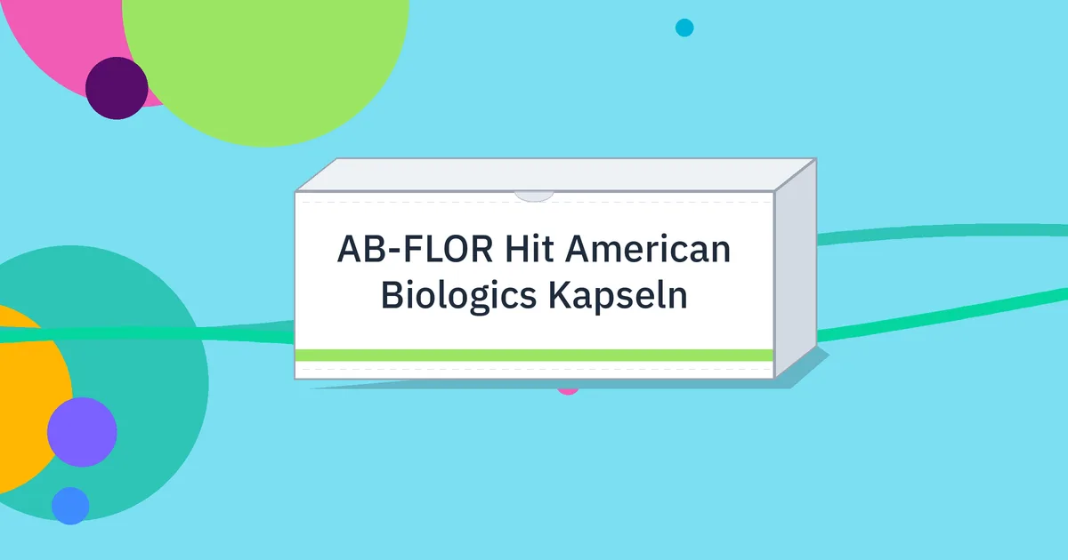Symbolbild: Packung mit der Aufschrift AB-FLOR Hit American Biologics Kapseln (PZN 20369173) – Verfügbarkeit und Bezug in Apotheken in Frankfurt am Main