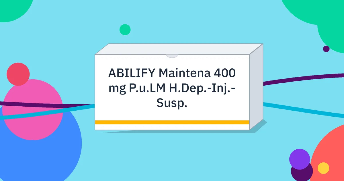 Symbolbild: Packung mit der Aufschrift ABILIFY Maintena 400 mg P.u.LM H.Dep.-Inj.-Susp. (PZN 10789141) – Verfügbarkeit und Bezug in Apotheken in Frankfurt am Main