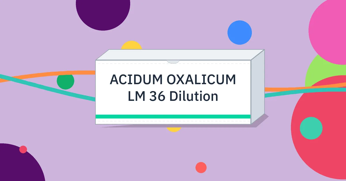 Symbolbild: Packung mit der Aufschrift ACIDUM OXALICUM LM 36 Dilution (PZN 13281466) – Verfügbarkeit und Bezug in Apotheken in Frankfurt am Main