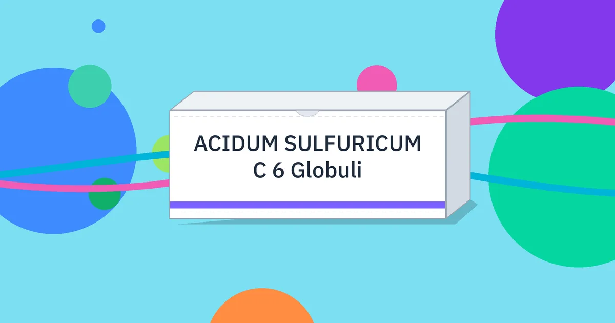 Symbolbild: Packung mit der Aufschrift ACIDUM SULFURICUM C 6 Globuli (PZN 07454081) – Verfügbarkeit und Bezug in Apotheken in Frankfurt am Main