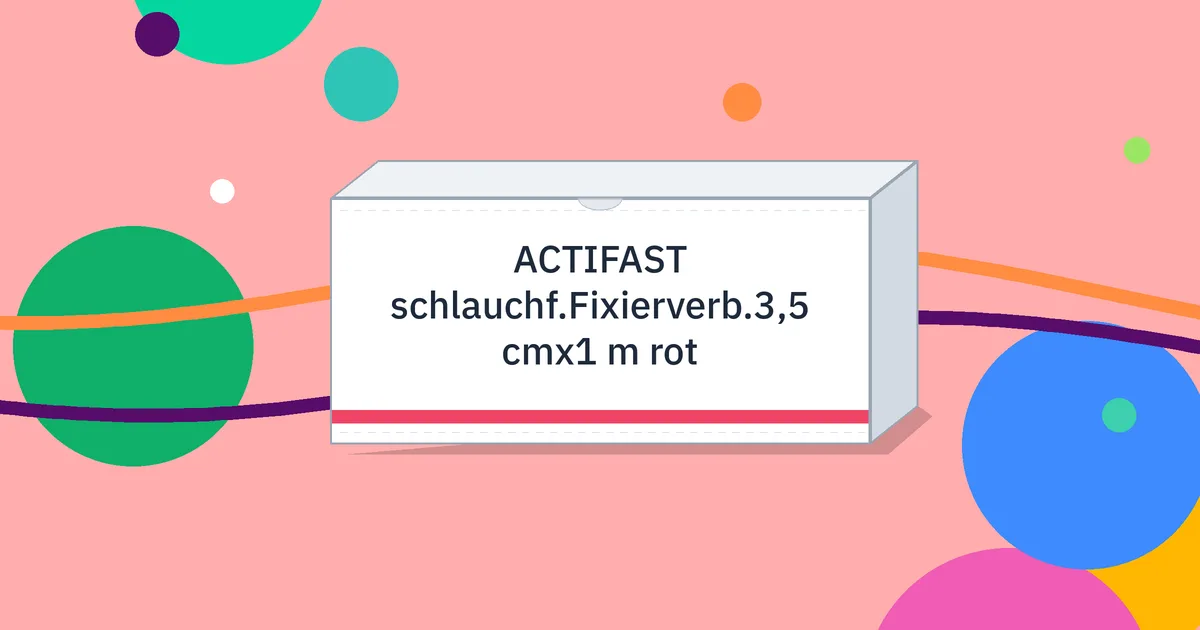 Symbolbild: Packung mit der Aufschrift ACTIFAST schlauchf.Fixierverb.3,5 cmx1 m rot (PZN 19151457) – Verfügbarkeit und Bezug in Apotheken in Frankfurt am Main