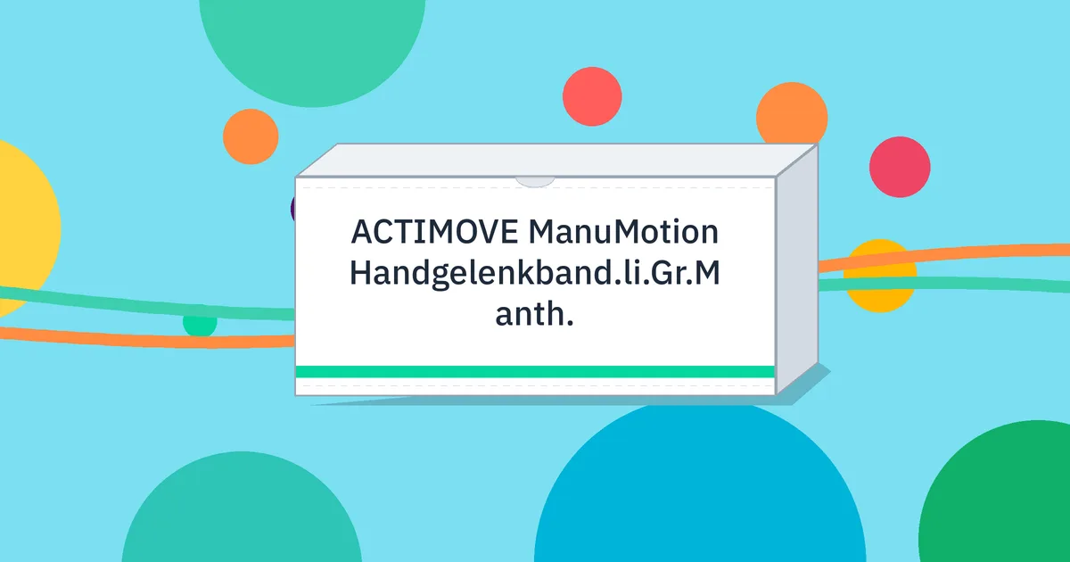 Symbolbild: Packung mit der Aufschrift ACTIMOVE ManuMotion Handgelenkband.li.Gr.M anth. (PZN 17948447) – Verfügbarkeit und Bezug in Apotheken in Frankfurt am Main