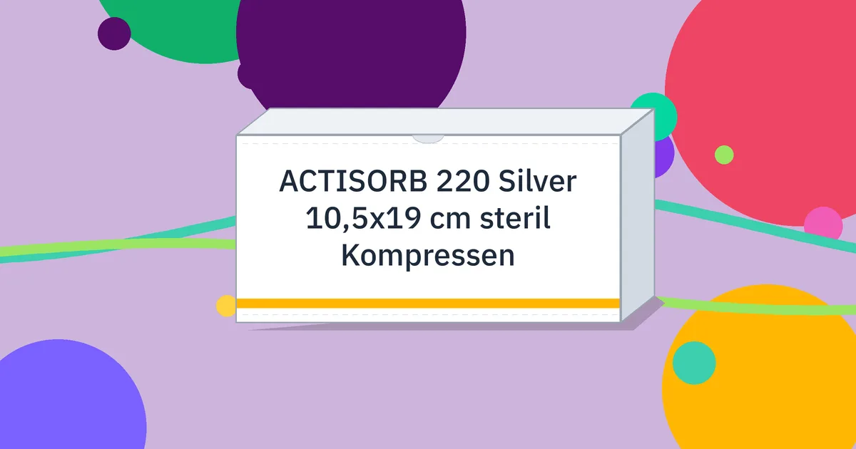 Symbolbild: Packung mit der Aufschrift ACTISORB 220 Silver 10,5x19 cm steril Kompressen (PZN 01666712) – Verfügbarkeit und Bezug in Apotheken in Frankfurt am Main