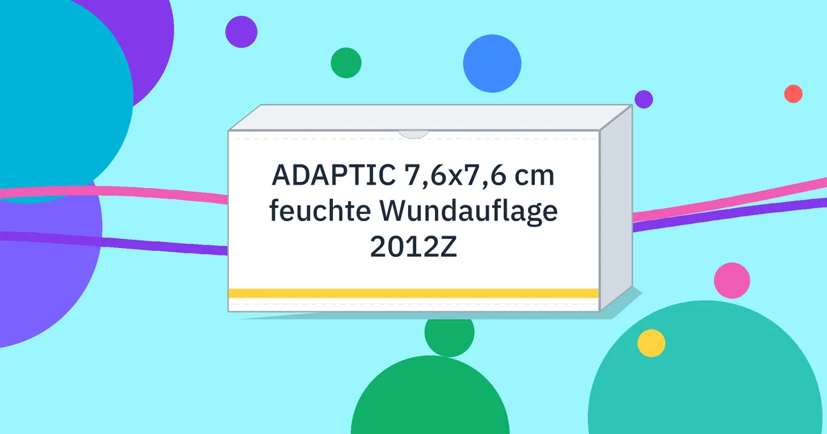 Symbolbild: Packung mit der Aufschrift ADAPTIC 7,6x7,6 cm feuchte Wundauflage 2012Z (PZN 12477902) – Verfügbarkeit und Bezug in Apotheken in Frankfurt am Main