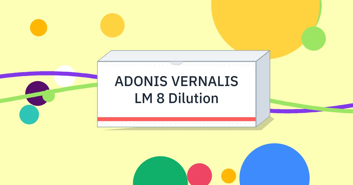 Symbolbild: Packung mit der Aufschrift ADONIS VERNALIS LM 8 Dilution (PZN 12754856) – Verfügbarkeit und Bezug in Apotheken in Frankfurt am Main