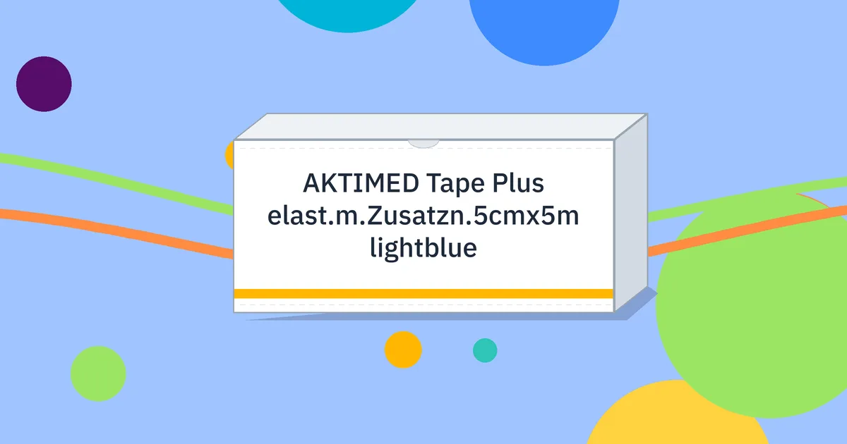 Symbolbild: Packung mit der Aufschrift AKTIMED Tape Plus elast.m.Zusatzn.5cmx5m lightblue (PZN 12407103) – Verfügbarkeit und Bezug in Apotheken in Frankfurt am Main