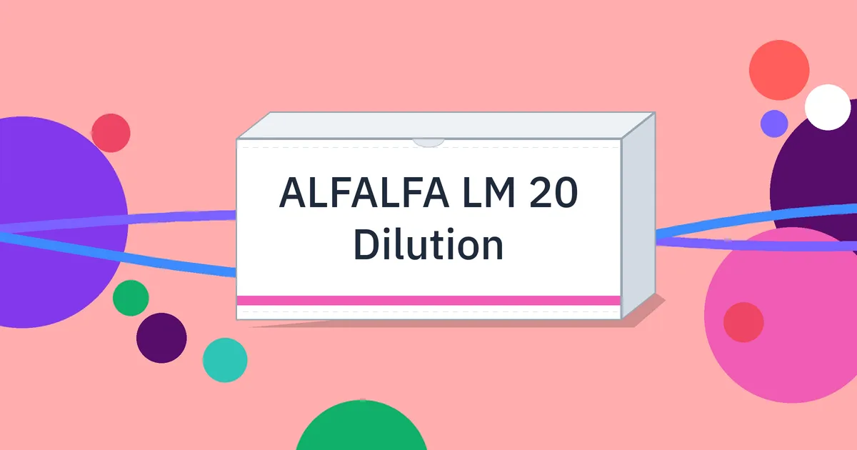 Symbolbild: Packung mit der Aufschrift ALFALFA LM 20 Dilution (PZN 13310251) – Verfügbarkeit und Bezug in Apotheken in Frankfurt am Main