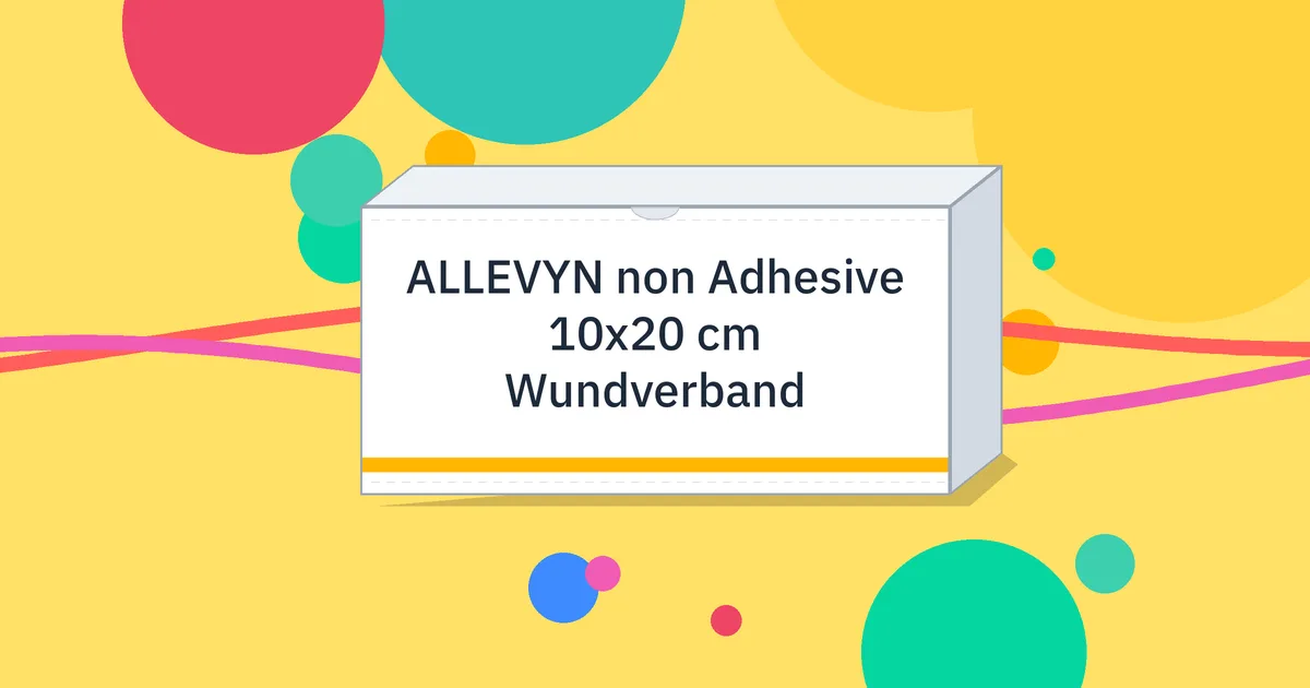 Symbolbild: Packung mit der Aufschrift ALLEVYN non Adhesive 10x20 cm Wundverband (PZN 19698233) – Verfügbarkeit und Bezug in Apotheken in Frankfurt am Main