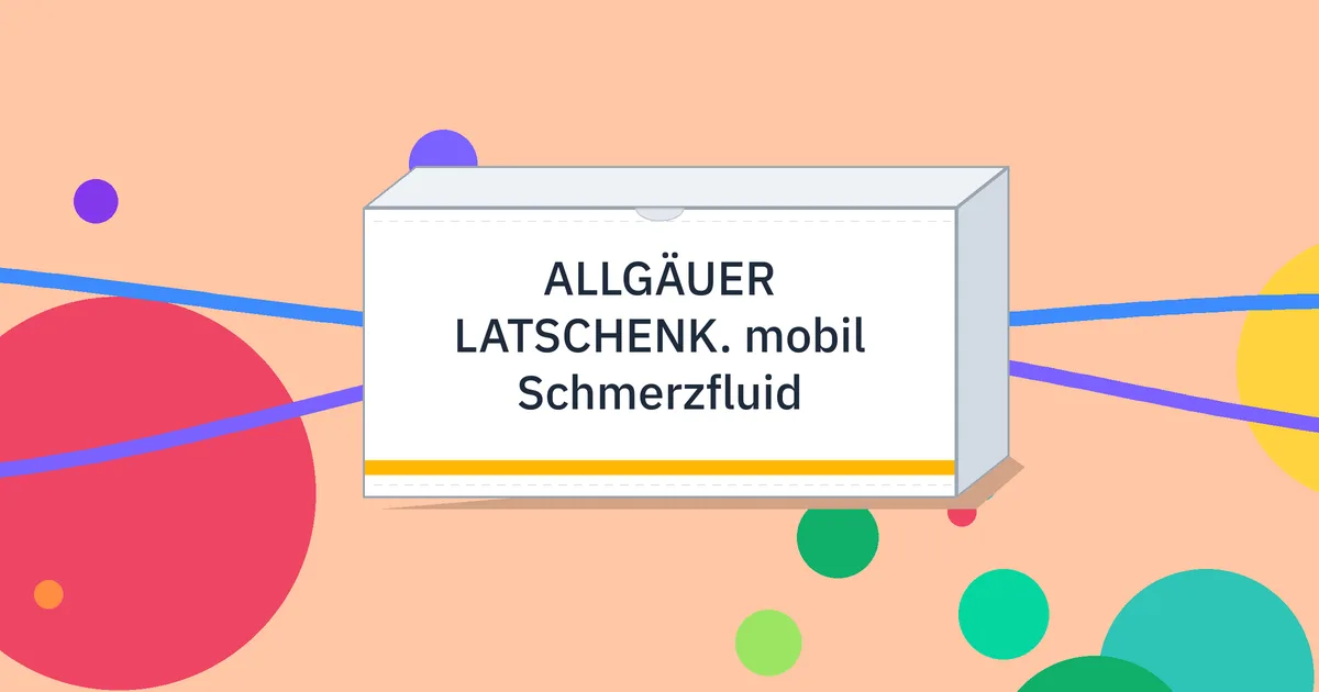Symbolbild: Packung mit der Aufschrift ALLGÄUER LATSCHENK. mobil Schmerzfluid (PZN 09078989) – Verfügbarkeit und Bezug in Apotheken in Frankfurt am Main