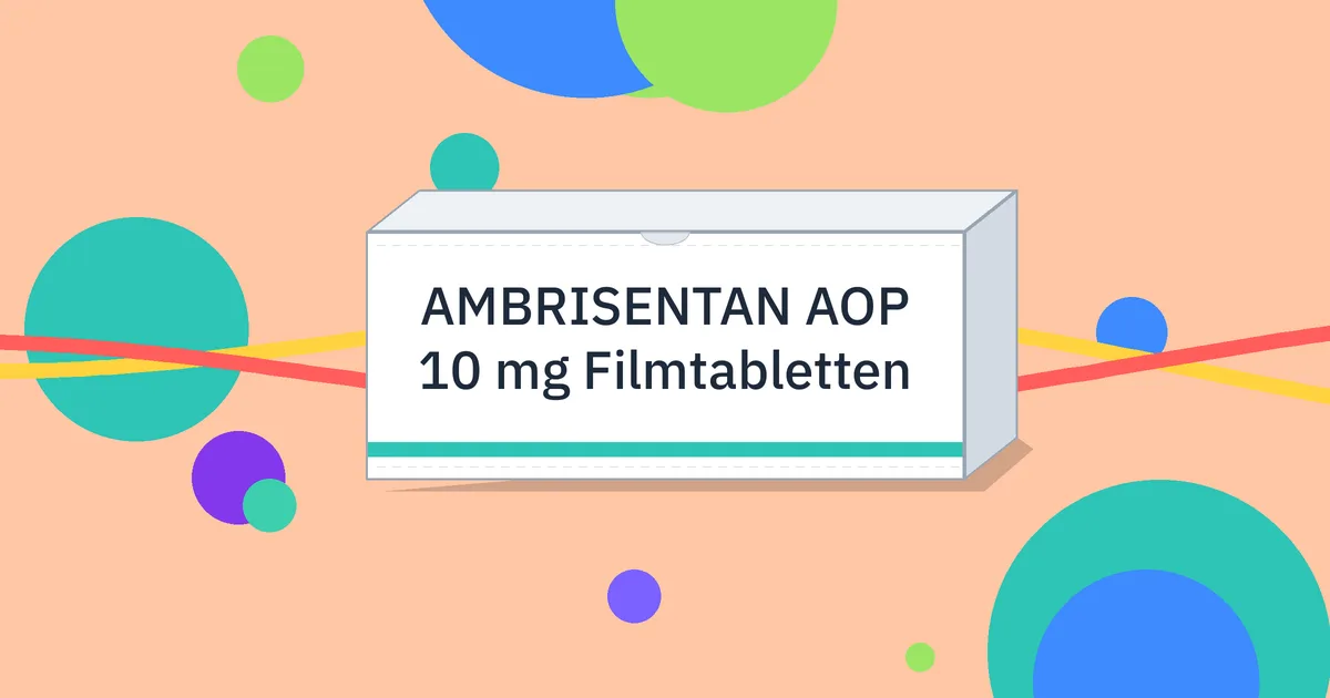 Symbolbild: Packung mit der Aufschrift AMBRISENTAN AOP 10 mg Filmtabletten (PZN 16903508) – Verfügbarkeit und Bezug in Apotheken in Frankfurt am Main