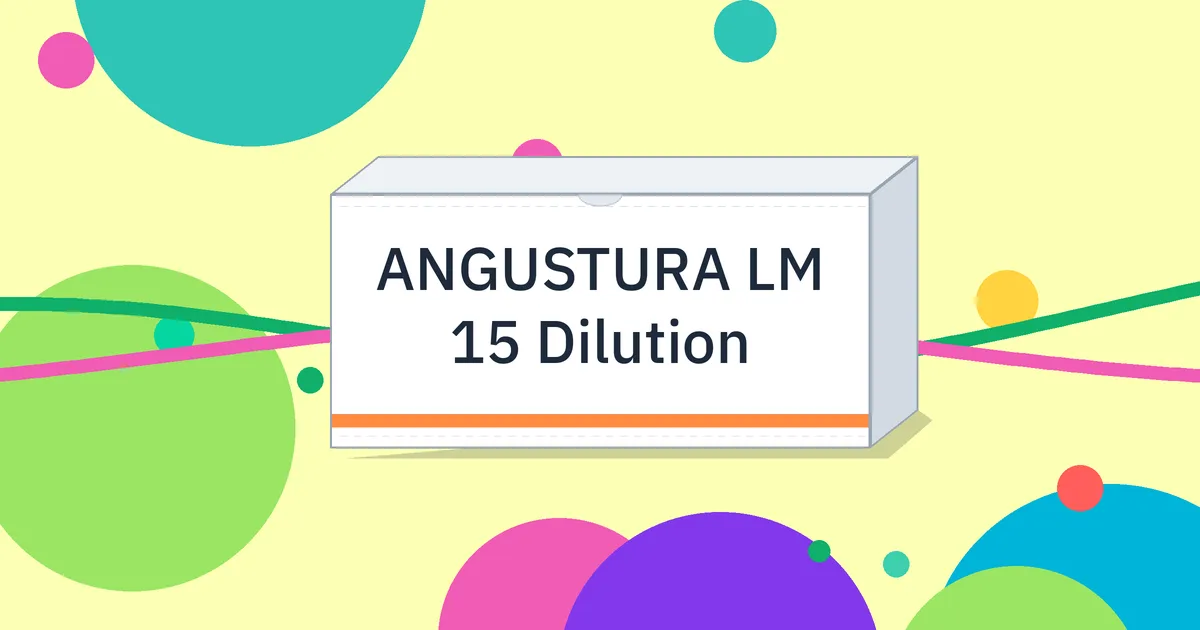 Symbolbild: Packung mit der Aufschrift ANGUSTURA LM 15 Dilution (PZN 13368486) – Verfügbarkeit und Bezug in Apotheken in Frankfurt am Main