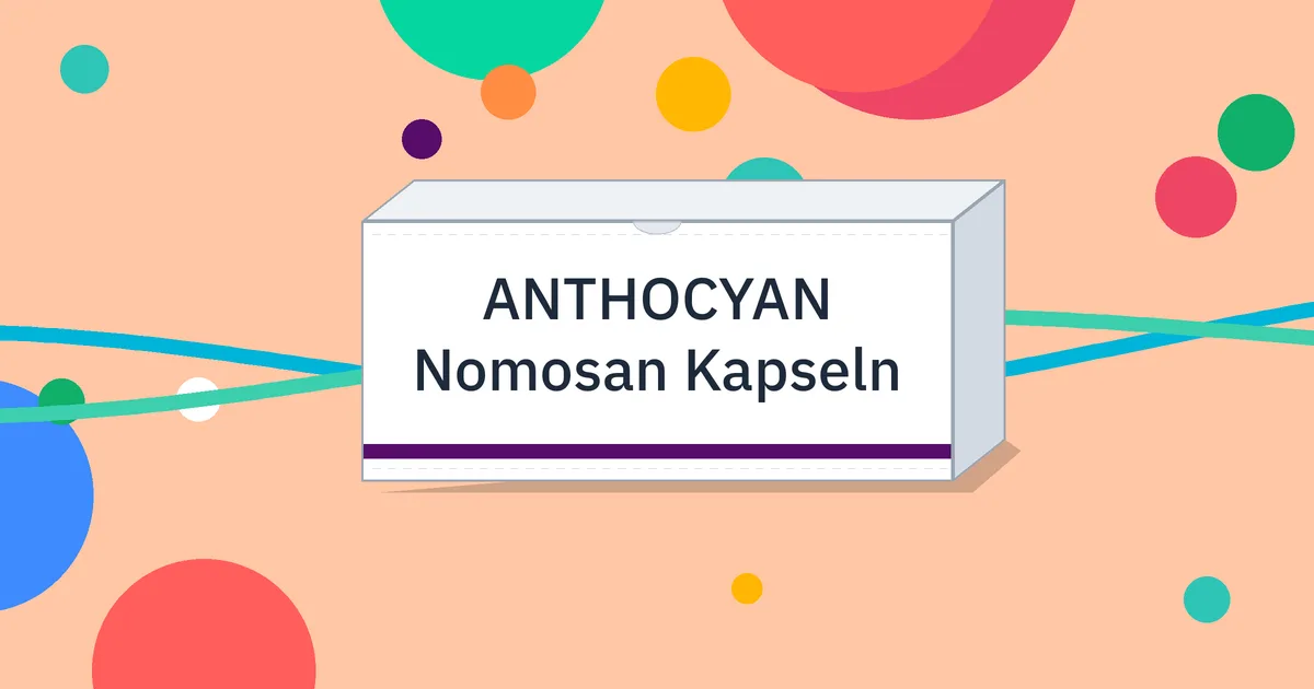 Symbolbild: Packung mit der Aufschrift ANTHOCYAN Nomosan Kapseln (PZN 17984578) – Verfügbarkeit und Bezug in Apotheken in Frankfurt am Main