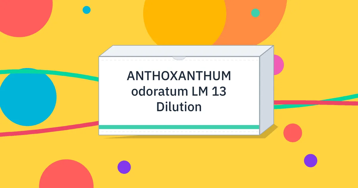 Symbolbild: Packung mit der Aufschrift ANTHOXANTHUM odoratum LM 13 Dilution (PZN 13369847) – Verfügbarkeit und Bezug in Apotheken in Frankfurt am Main