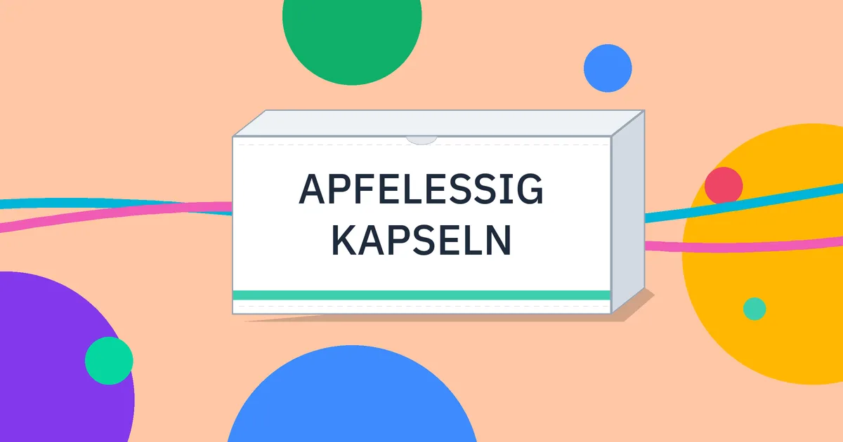 Symbolbild: Packung mit der Aufschrift APFELESSIG KAPSELN (PZN 08927860) – Verfügbarkeit und Bezug in Apotheken in Frankfurt am Main