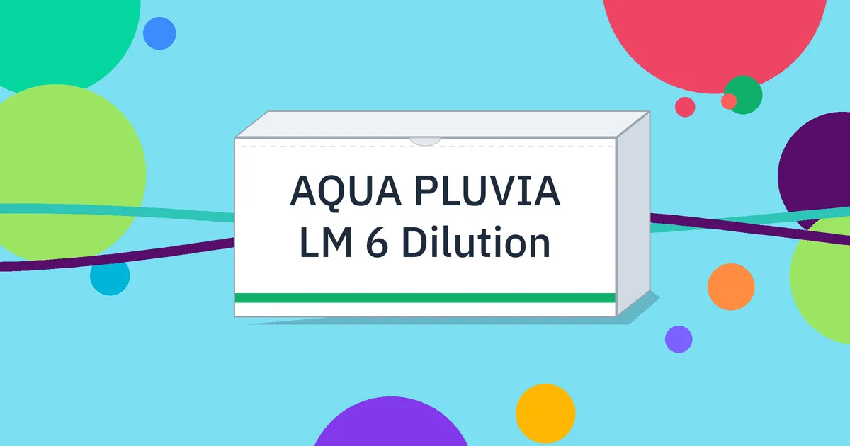 Symbolbild: Packung mit der Aufschrift AQUA PLUVIA LM 6 Dilution (PZN 12765877) – Verfügbarkeit und Bezug in Apotheken in Frankfurt am Main