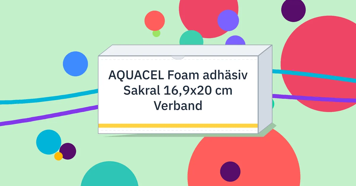 Symbolbild: Packung mit der Aufschrift AQUACEL Foam adhäsiv Sakral 16,9x20 cm Verband (PZN 19439997) – Verfügbarkeit und Bezug in Apotheken in Frankfurt am Main