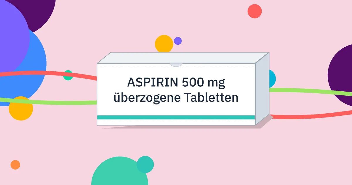 Symbolbild: Packung mit der Aufschrift ASPIRIN 500 mg überzogene Tabletten (PZN 10203595) – Verfügbarkeit und Bezug in Apotheken in Frankfurt am Main