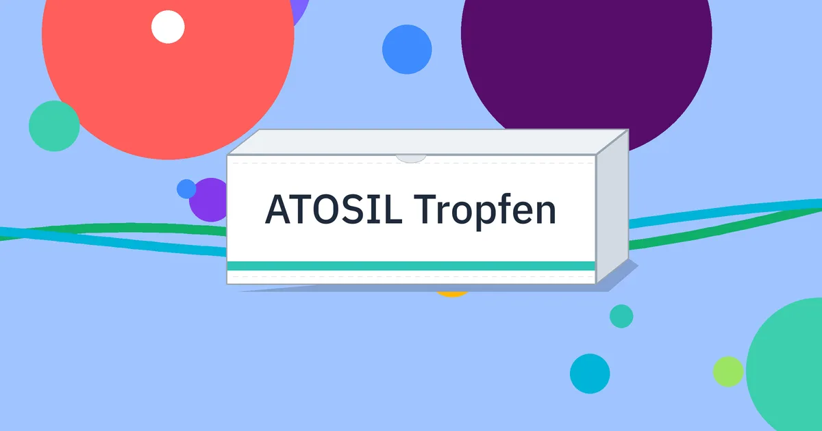 Symbolbild: Packung mit der Aufschrift ATOSIL Tropfen (PZN 00084913) – Verfügbarkeit und Bezug in Apotheken in Frankfurt am Main