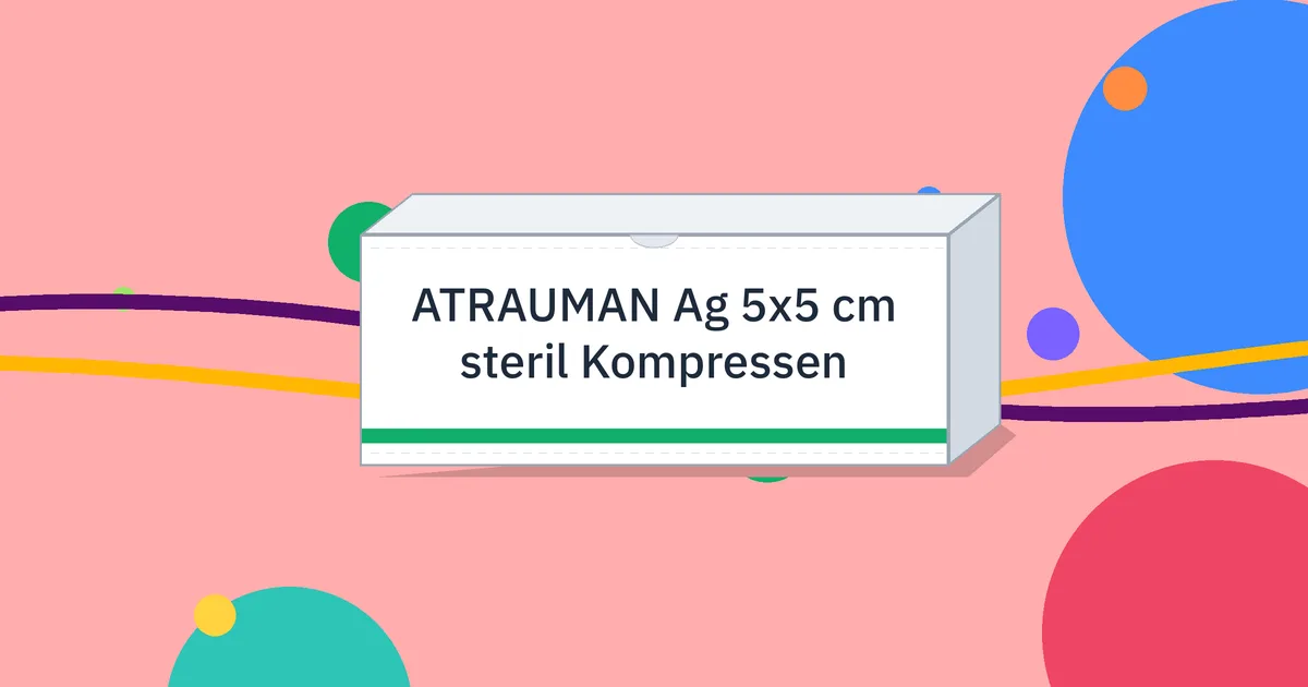 Symbolbild: Packung mit der Aufschrift ATRAUMAN Ag 5x5 cm steril Kompressen (PZN 19403315) – Verfügbarkeit und Bezug in Apotheken in Frankfurt am Main