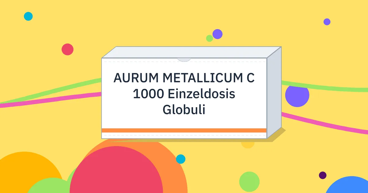 Symbolbild: Packung mit der Aufschrift AURUM METALLICUM C 1000 Einzeldosis Globuli (PZN 03031952) – Verfügbarkeit und Bezug in Apotheken in Frankfurt am Main