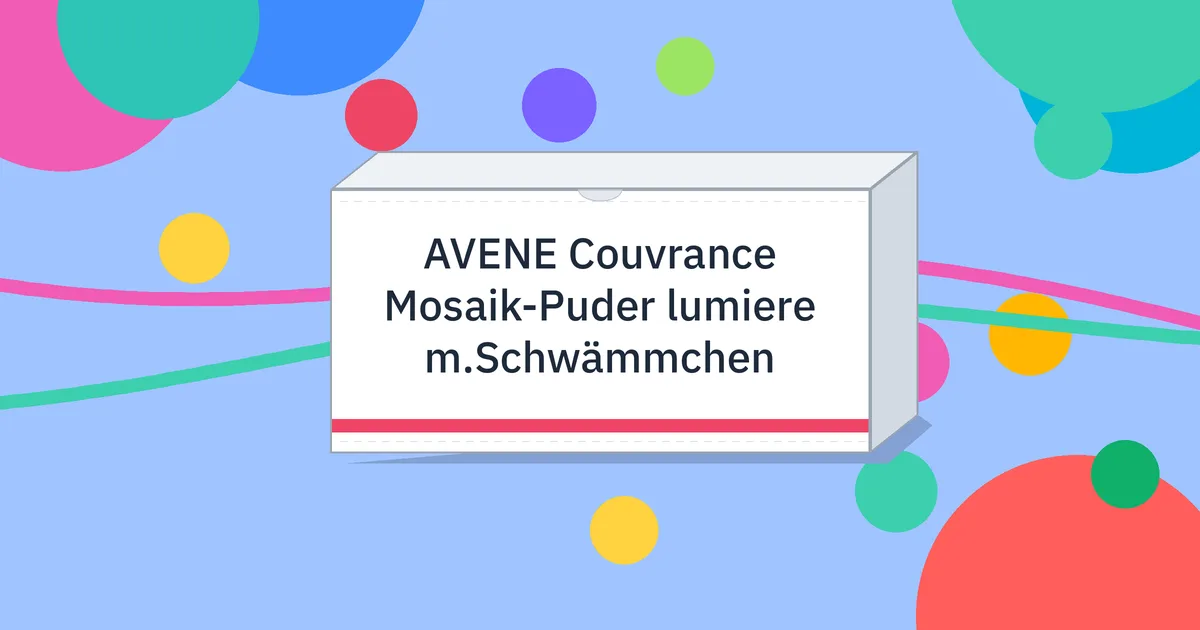 Symbolbild: Packung mit der Aufschrift AVENE Couvrance Mosaik-Puder lumiere m.Schwämmchen (PZN 17257648) – Verfügbarkeit und Bezug in Apotheken in Frankfurt am Main