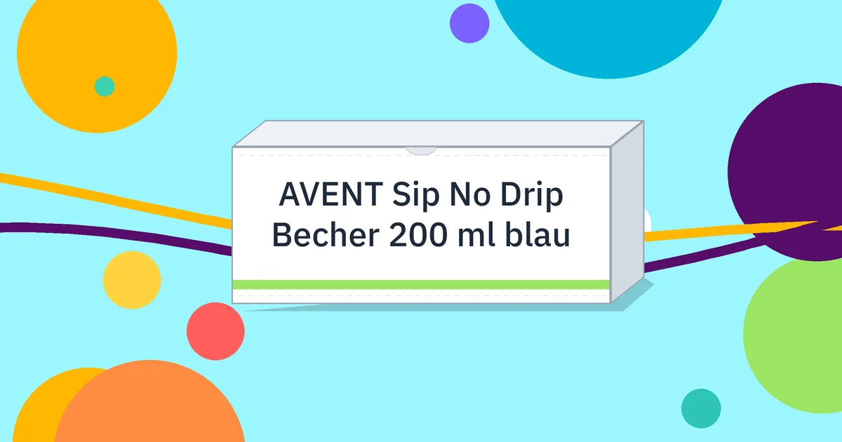 Symbolbild: Packung mit der Aufschrift AVENT Sip No Drip Becher 200 ml blau (PZN 10201337) – Verfügbarkeit und Bezug in Apotheken in Frankfurt am Main