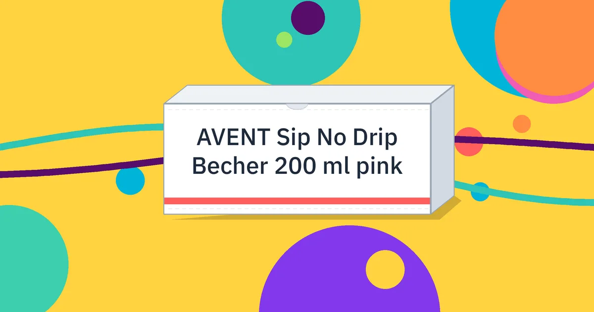 Symbolbild: Packung mit der Aufschrift AVENT Sip No Drip Becher 200 ml pink (PZN 10201521) – Verfügbarkeit und Bezug in Apotheken in Frankfurt am Main