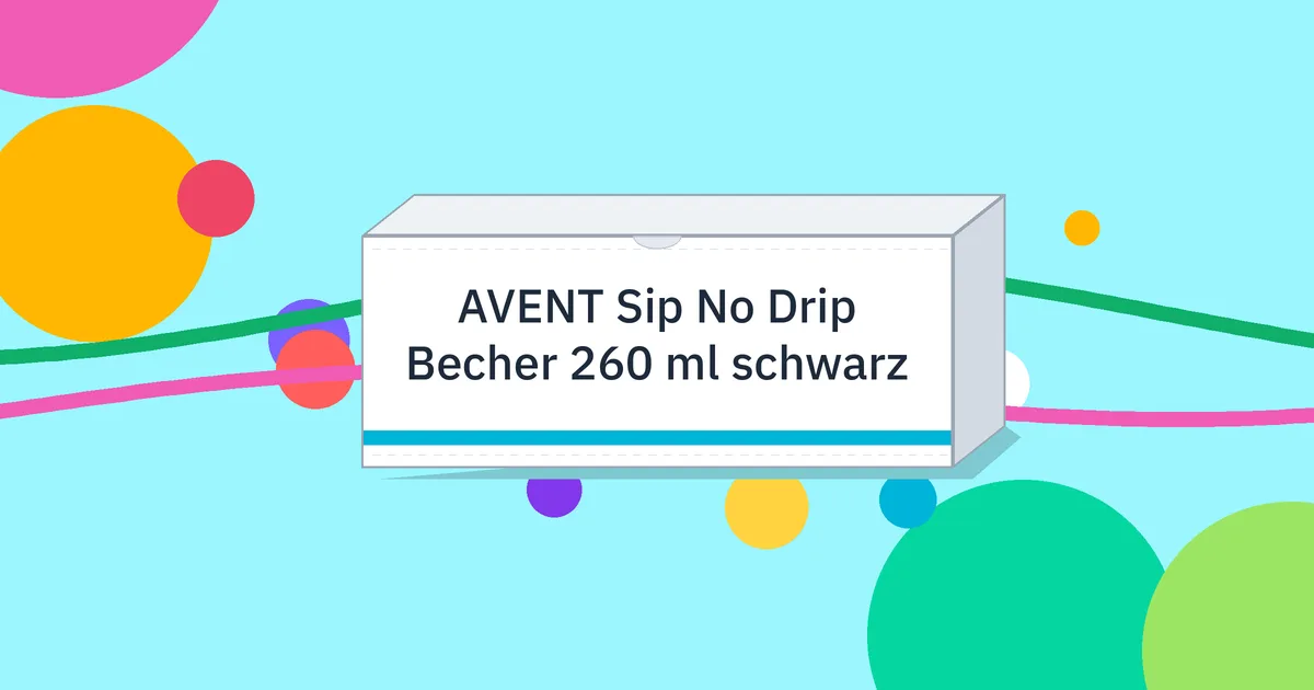 Symbolbild: Packung mit der Aufschrift AVENT Sip No Drip Becher 260 ml schwarz (PZN 10201509) – Verfügbarkeit und Bezug in Apotheken in Frankfurt am Main