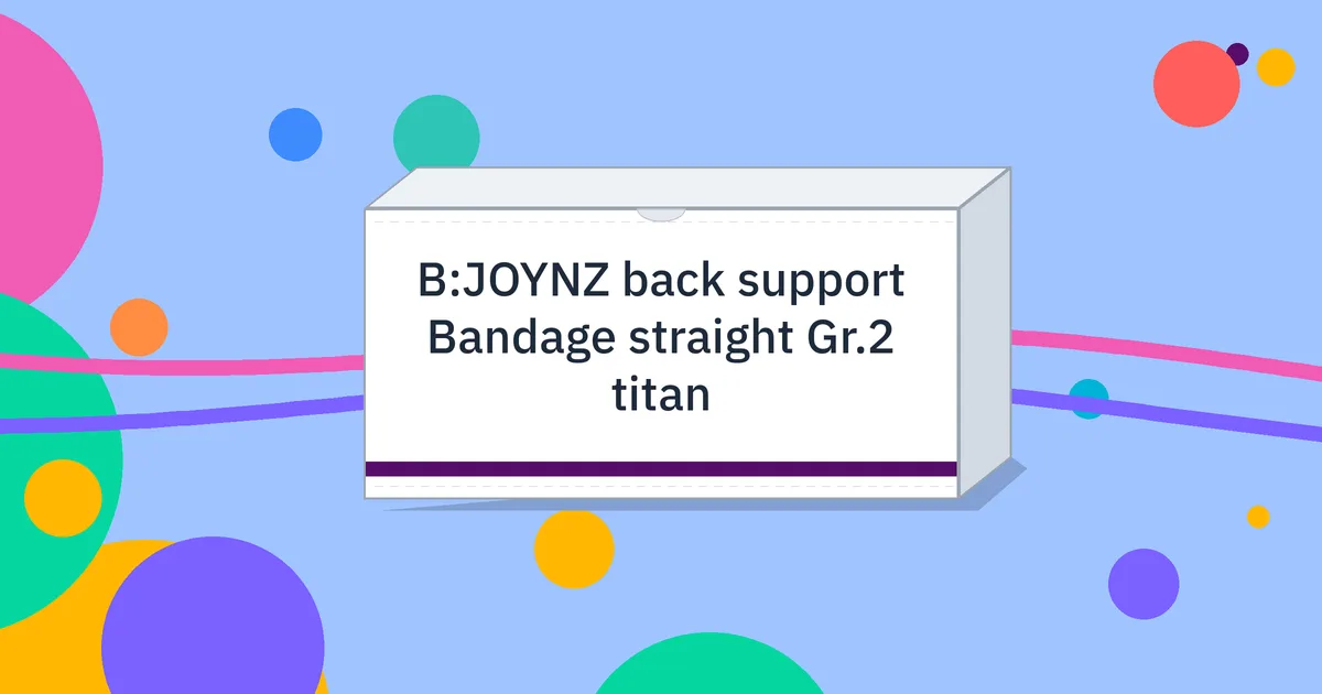 Symbolbild: Packung mit der Aufschrift B:JOYNZ back support Bandage straight Gr.2 titan (PZN 20521764) – Verfügbarkeit und Bezug in Apotheken in Frankfurt am Main