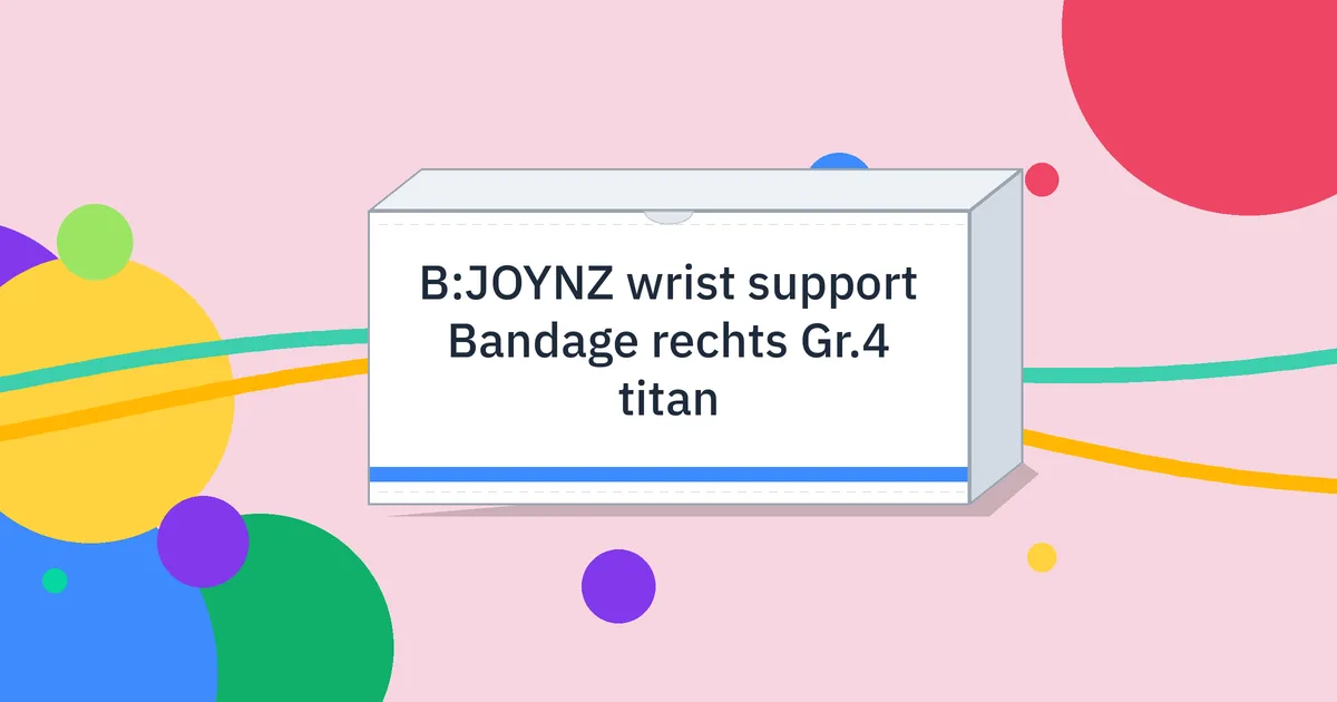 Symbolbild: Packung mit der Aufschrift B:JOYNZ wrist support Bandage rechts Gr.4 titan (PZN 20522806) – Verfügbarkeit und Bezug in Apotheken in Frankfurt am Main