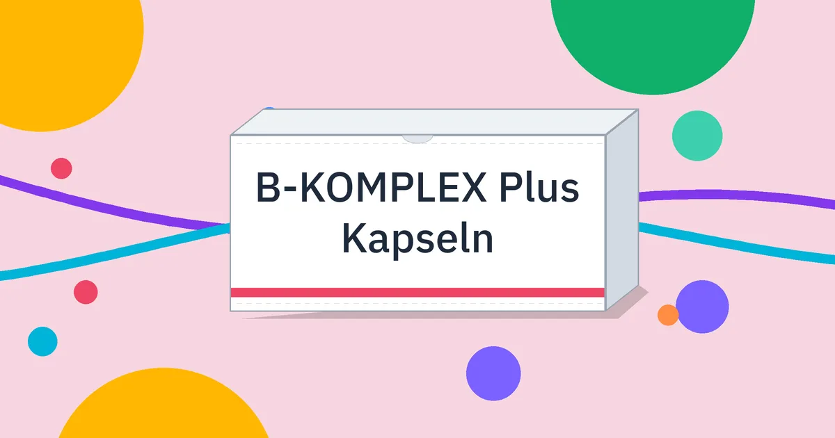 Symbolbild: Packung mit der Aufschrift B-KOMPLEX Plus Kapseln (PZN 20393585) – Verfügbarkeit und Bezug in Apotheken in Frankfurt am Main