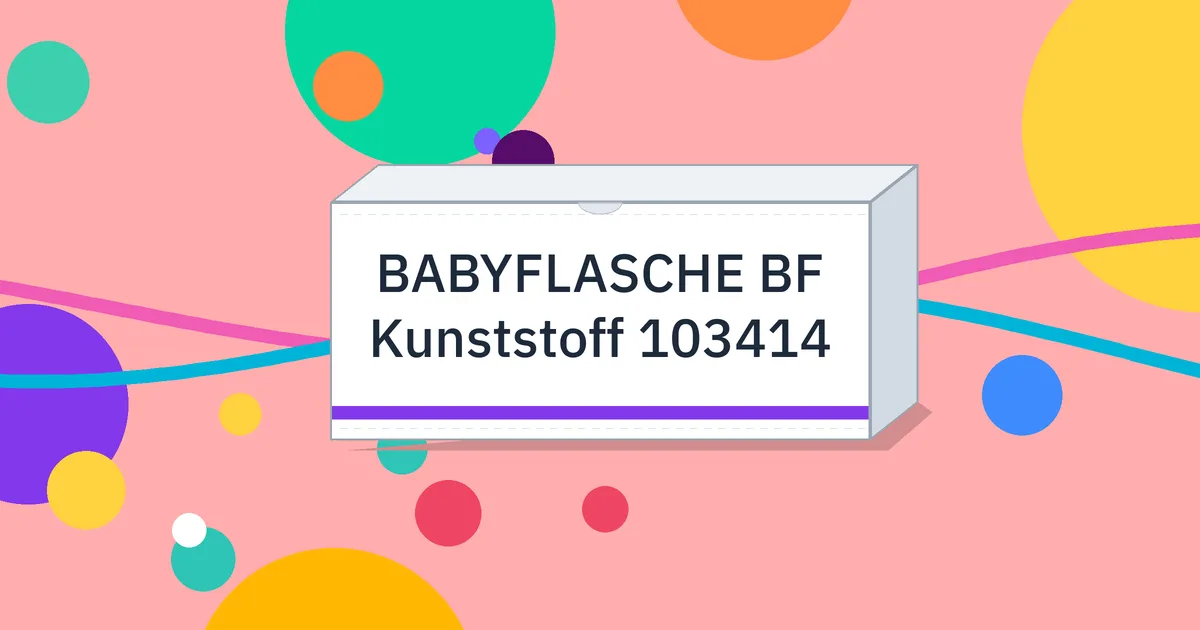 Symbolbild: Packung mit der Aufschrift BABYFLASCHE BF Kunststoff 103414 (PZN 04535382) – Verfügbarkeit und Bezug in Apotheken in Frankfurt am Main