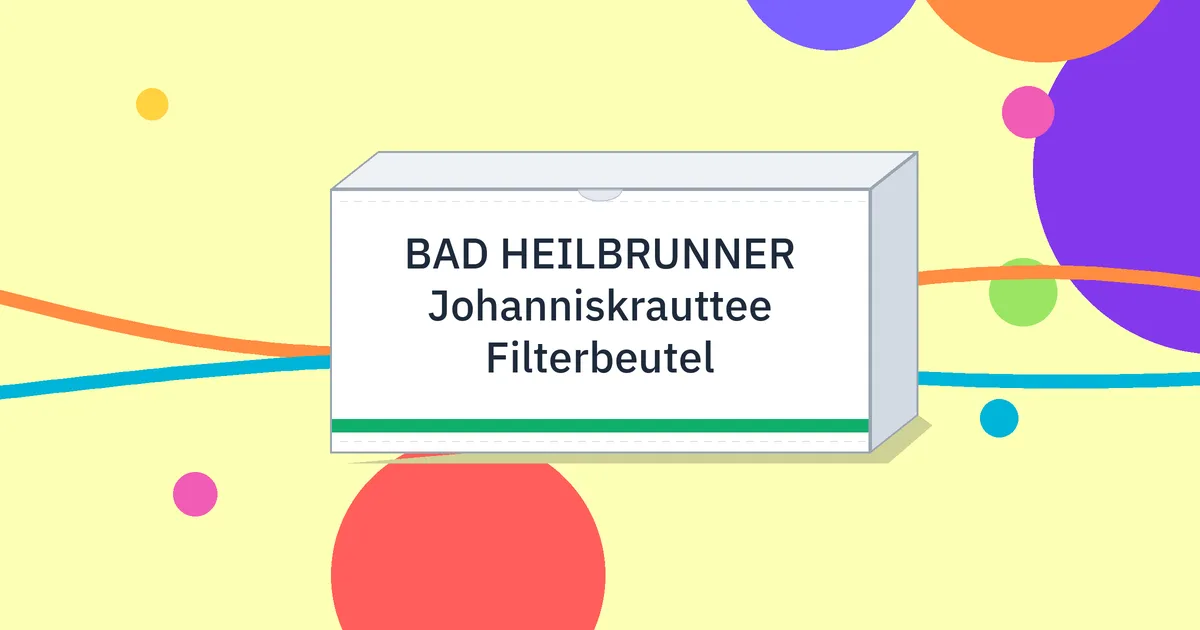 Symbolbild: Packung mit der Aufschrift BAD HEILBRUNNER Johanniskrauttee Filterbeutel (PZN 07342301) – Verfügbarkeit und Bezug in Apotheken in Frankfurt am Main