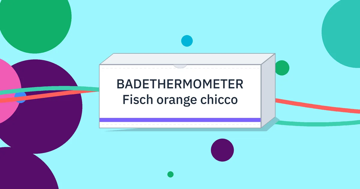Symbolbild: Packung mit der Aufschrift BADETHERMOMETER Fisch orange chicco (PZN 19374424) – Verfügbarkeit und Bezug in Apotheken in Frankfurt am Main
