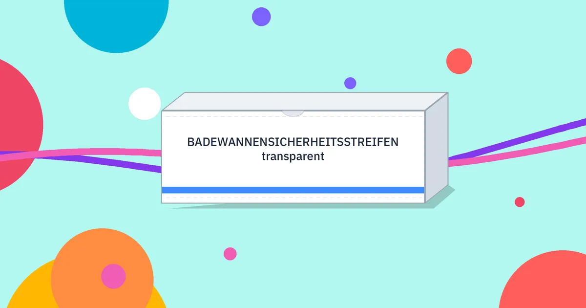 Symbolbild: Packung mit der Aufschrift BADEWANNENSICHERHEITSSTREIFEN transparent (PZN 11344760) – Verfügbarkeit und Bezug in Apotheken in Frankfurt am Main