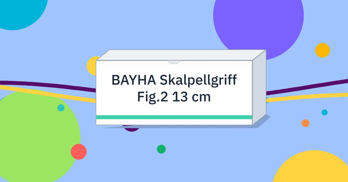 Symbolbild: Packung mit der Aufschrift BAYHA Skalpellgriff Fig.2 13 cm (PZN 08799238) – Verfügbarkeit und Bezug in Apotheken in Frankfurt am Main