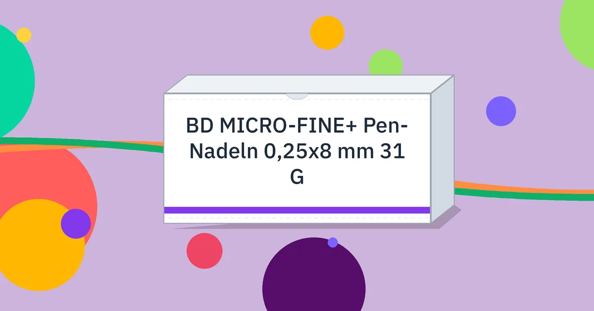Symbolbild: Packung mit der Aufschrift BD MICRO-FINE+ Pen-Nadeln 0,25x8 mm 31 G (PZN 16758733) – Verfügbarkeit und Bezug in Apotheken in Frankfurt am Main