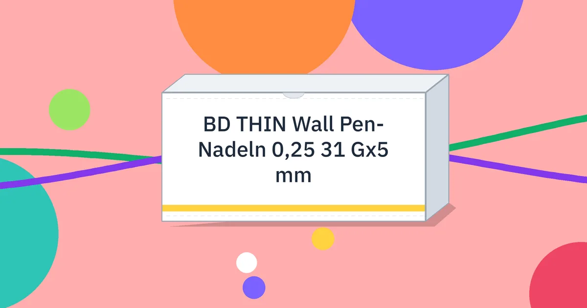 Symbolbild: Packung mit der Aufschrift BD THIN Wall Pen-Nadeln 0,25 31 Gx5 mm (PZN 12596216) – Verfügbarkeit und Bezug in Apotheken in Frankfurt am Main