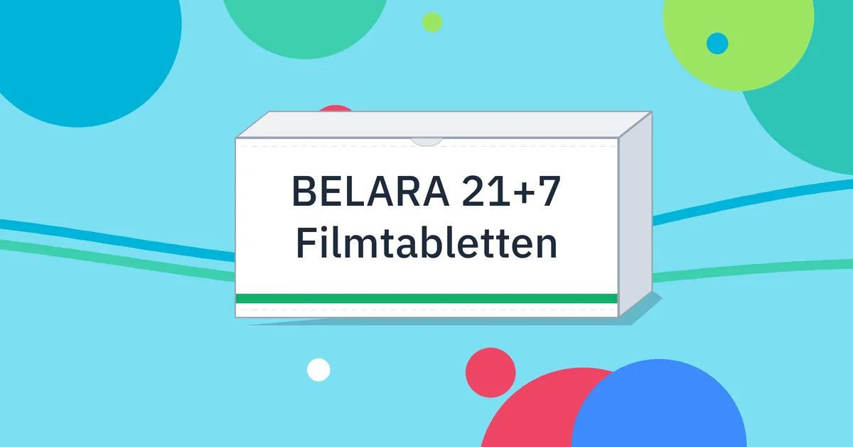 Symbolbild: Packung mit der Aufschrift BELARA 21+7 Filmtabletten (PZN 09505144) – Verfügbarkeit und Bezug in Apotheken in Frankfurt am Main