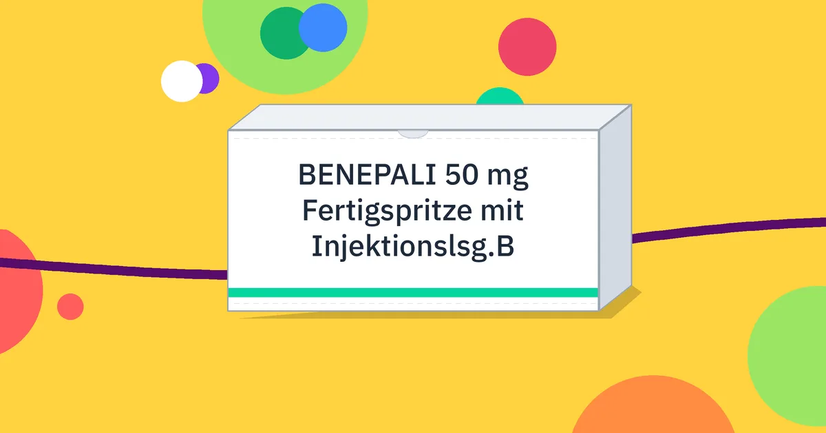 Symbolbild: Packung mit der Aufschrift BENEPALI 50 mg Fertigspritze mit Injektionslsg.B (PZN 13856777) – Verfügbarkeit und Bezug in Apotheken in Frankfurt am Main