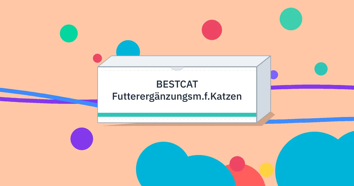 Symbolbild: Packung mit der Aufschrift BESTCAT Futterergänzungsm.f.Katzen (PZN 15321112) – Verfügbarkeit und Bezug in Apotheken in Frankfurt am Main