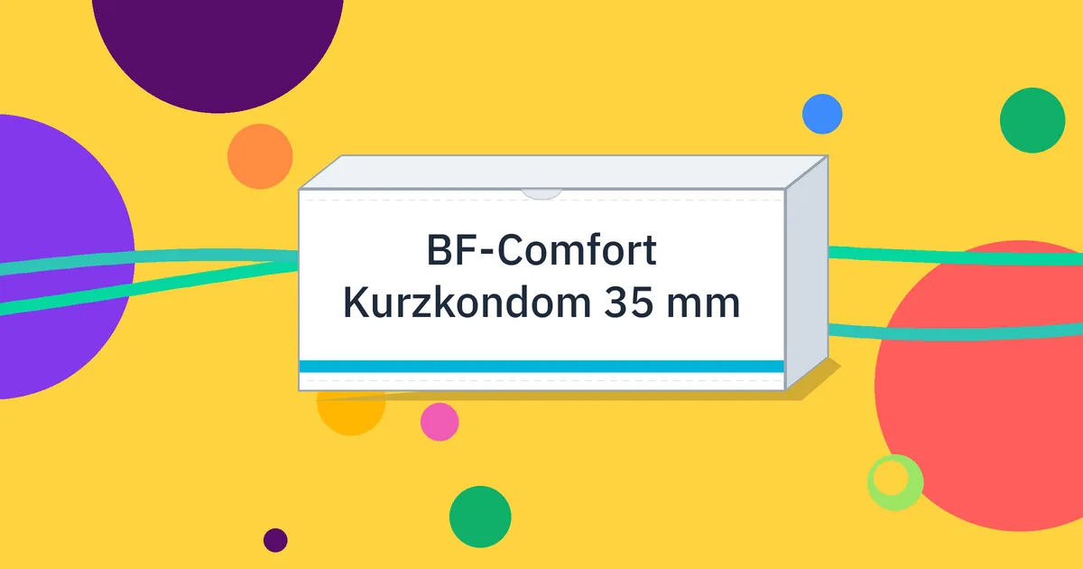 Symbolbild: Packung mit der Aufschrift BF-Comfort Kurzkondom 35 mm (PZN 07373804) – Verfügbarkeit und Bezug in Apotheken in Frankfurt am Main